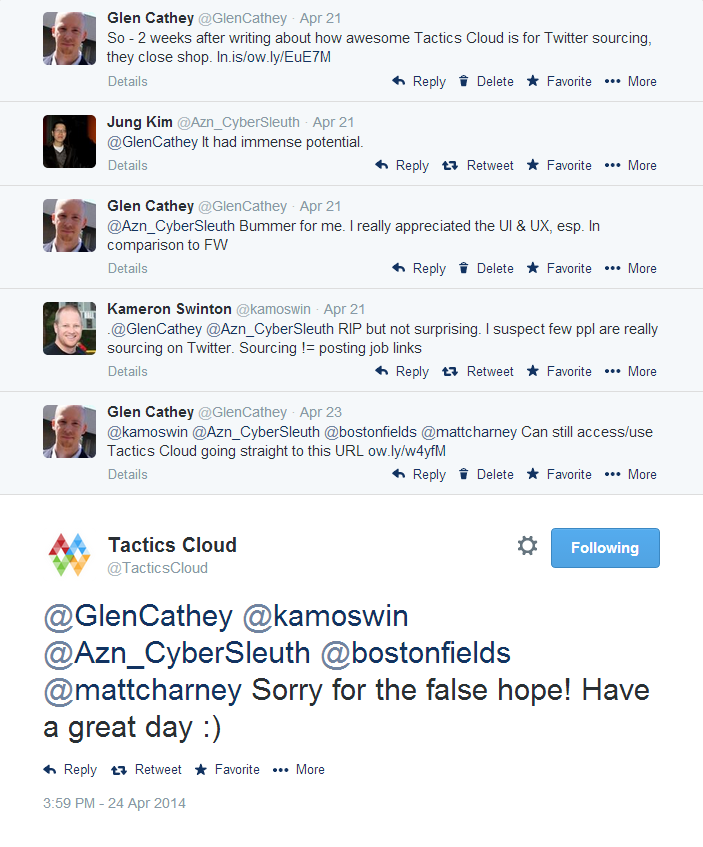 Twitter Sourcing Tool Tactics Cloud Shuts Down Boolean Black Belt Sourcing Recruiting